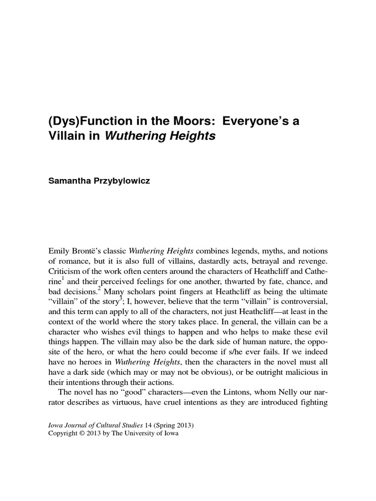 Wuthering Heights Analysis | PDF | Heathcliff (Wuthering Heights ...