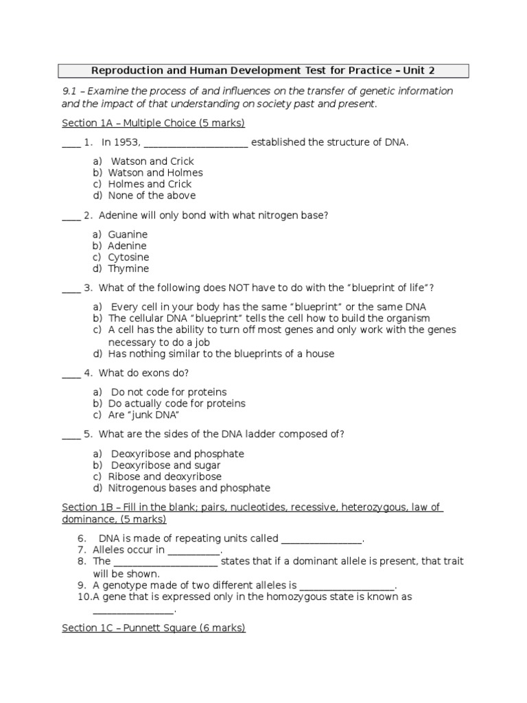 Human Reproduction and Development Test | PDF | Sexual Reproduction ...