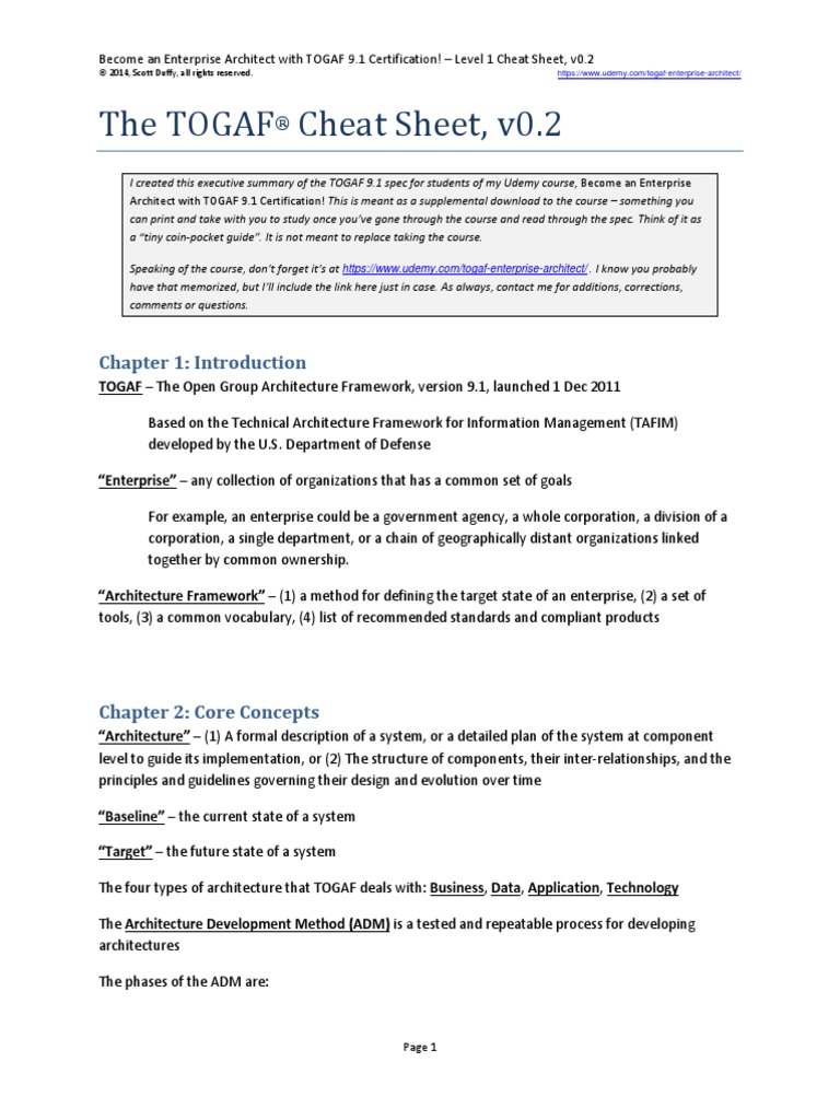 Togaf 9 1 Cheat Sheet v0 2 | PDF | Business Process | Enterprise ...