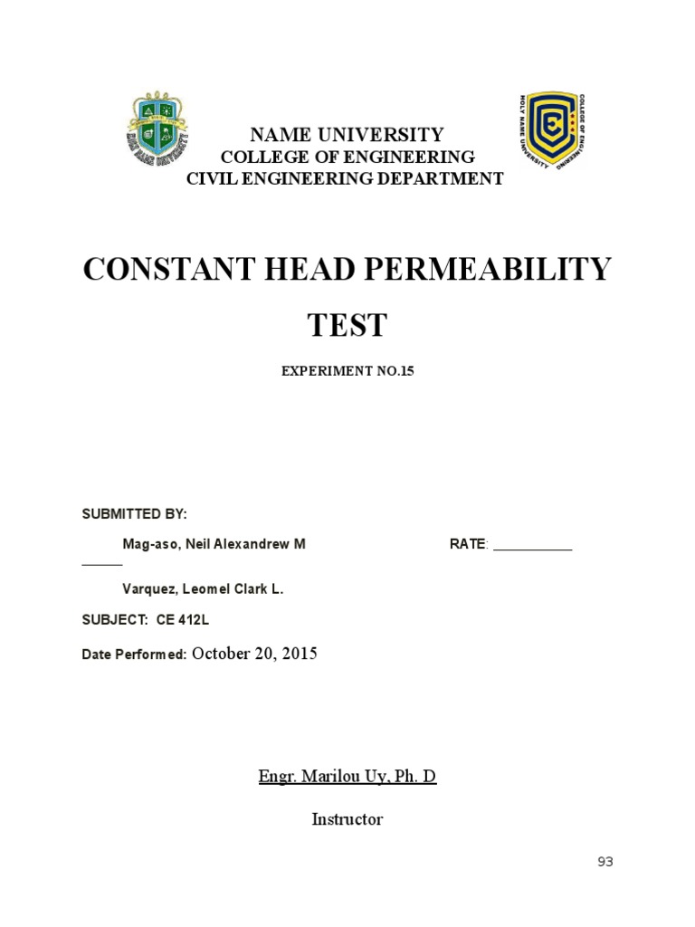 Constant Head Permeability Test in Sand | Download Free PDF | Porosity ...