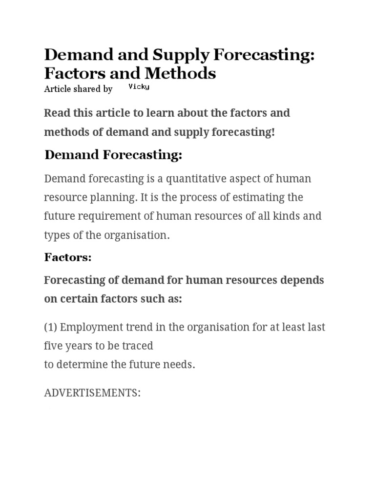 Demand and Supply Forecasting | PDF | Forecasting | Turnover (Employment)