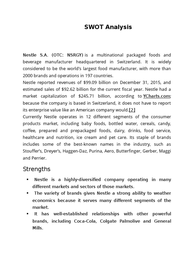 SWOT Analysis | PDF | Nestlé | Retail