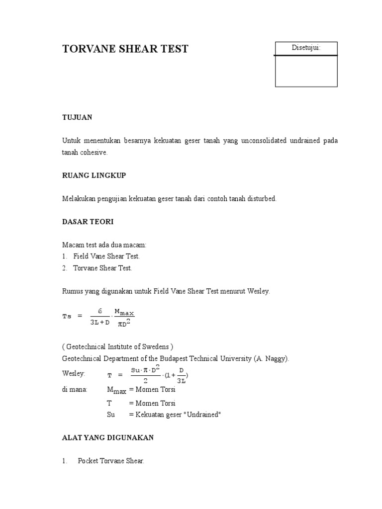 Torvane Soil Test | PDF