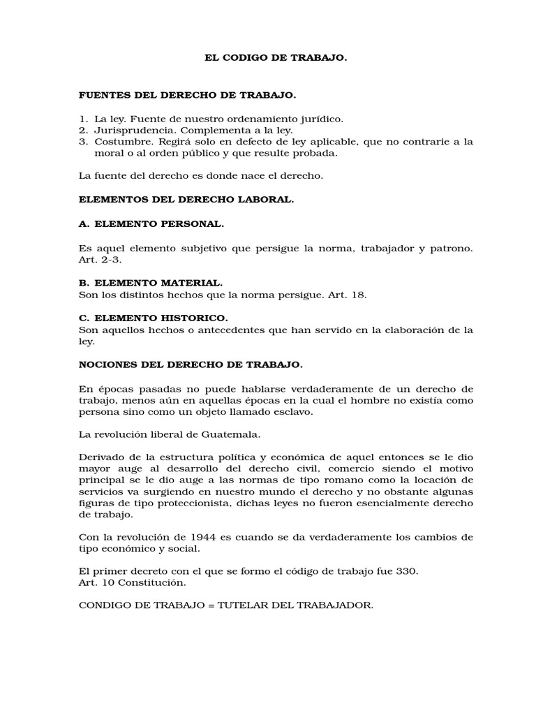 Texto laboral 1 | Fuentes del derecho | Derecho laboral