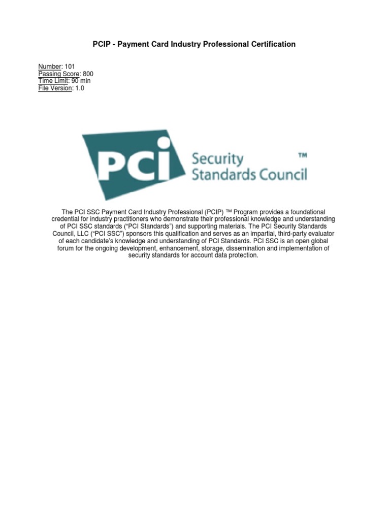 PCIP Practice Questions | PDF | Payment Card Industry Data Security ...