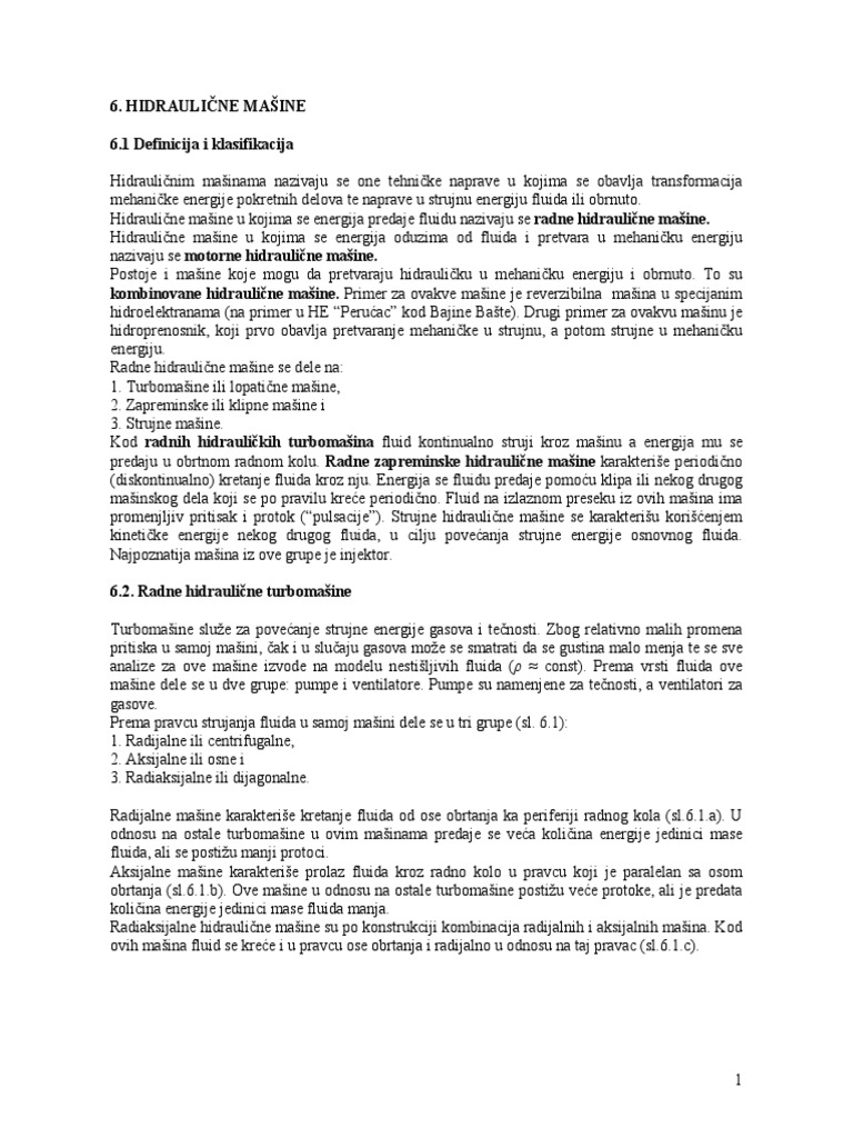Hidraulicne Masine 1 PDF | PDF