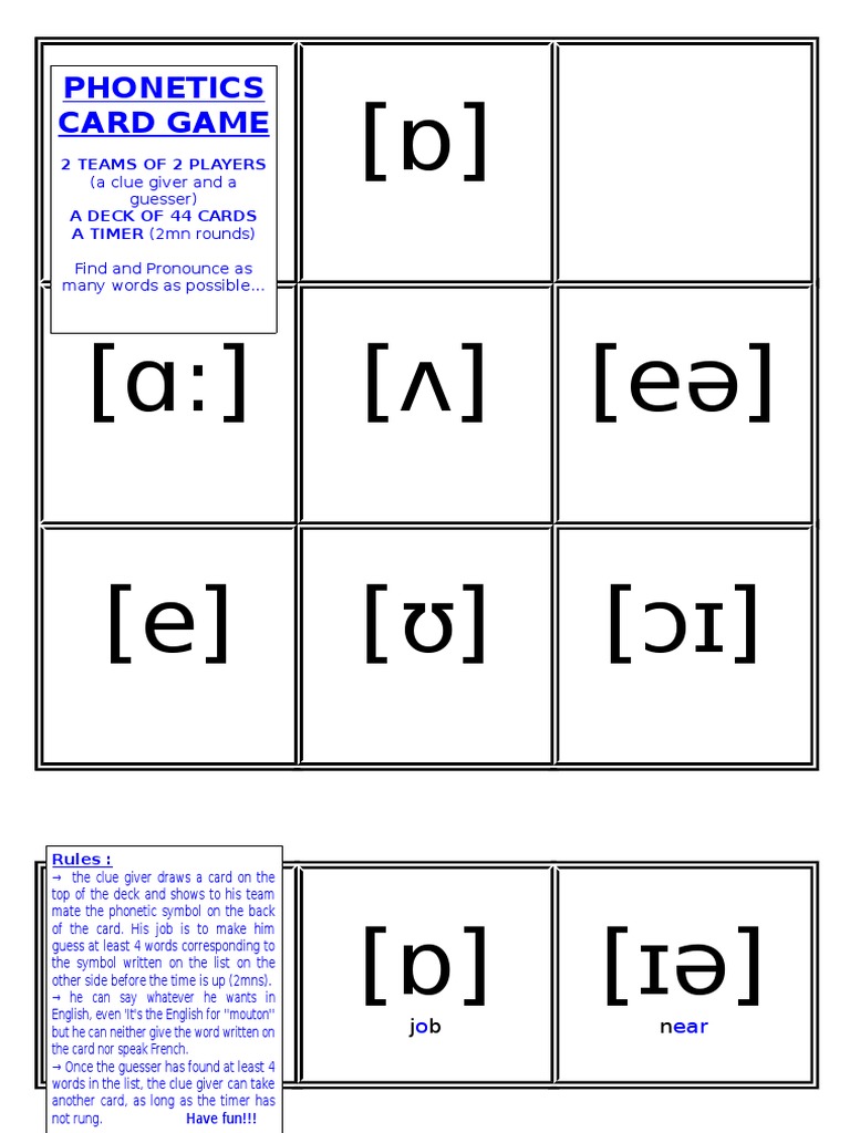 Phonetics Card Game | PDF