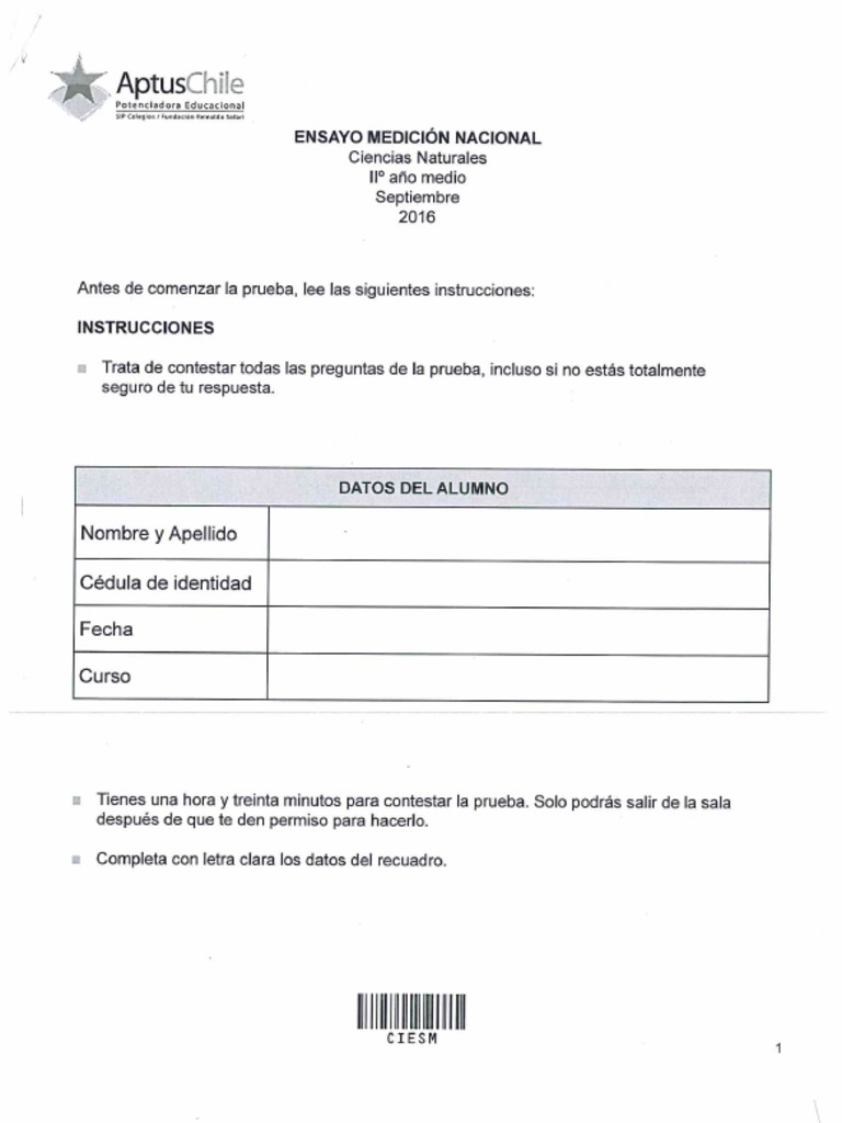 Prueba Aptus II Medio | PDF