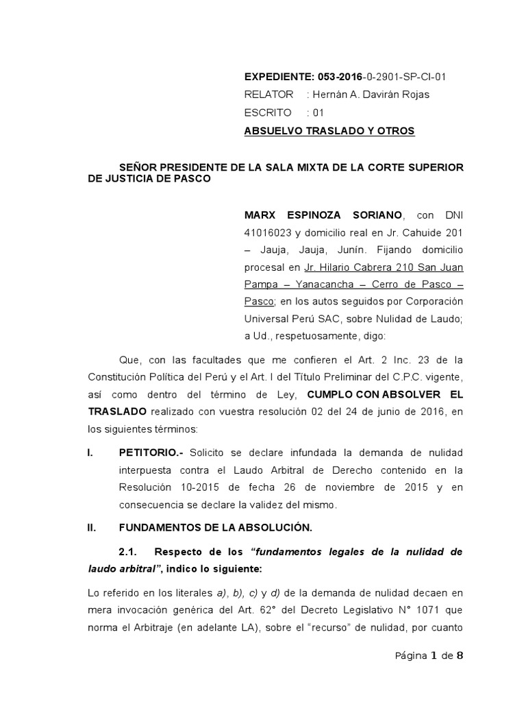Anulación de LAudo Terranova | PDF | Ley procesal | Arbitraje Anulación de LAudo Terranova | PDF | Ley procesal | Arbitraje