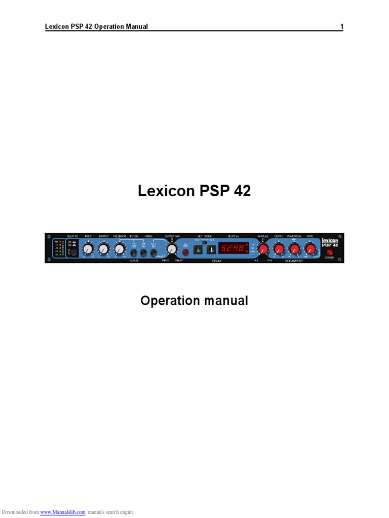 PSP 42 Operation Manual | PDF | Low Pass Filter | Fraction (Mathematics)