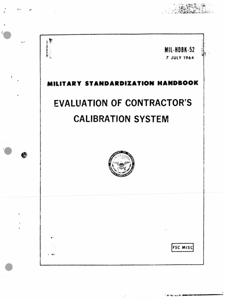 (MIL-HDBK-52) Military Handbook Evaluation of Contractor's Calibration ...