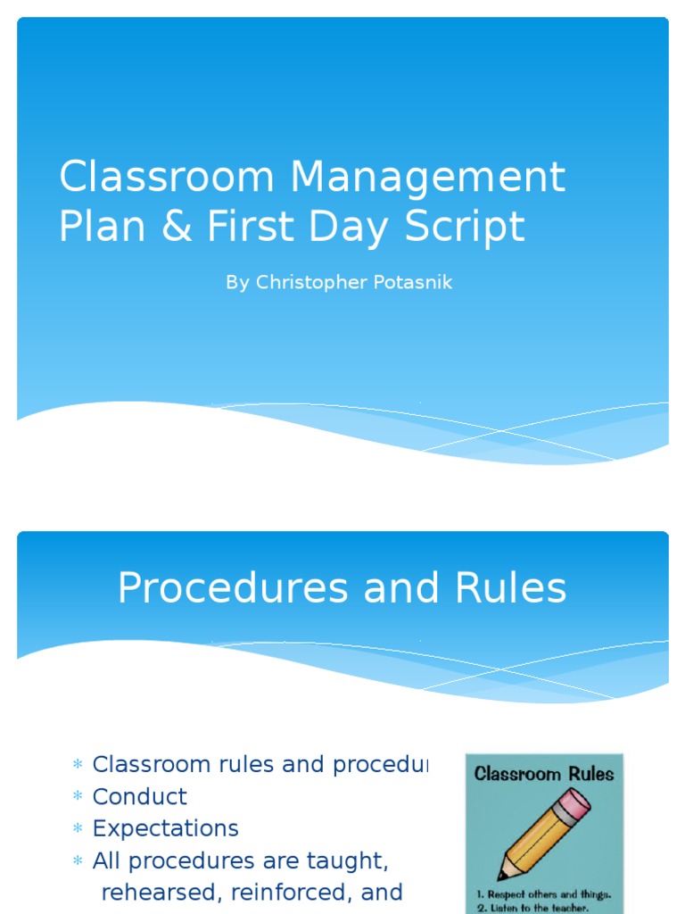 Classroom Management Plan First Day Script | PDF | Classroom | Teaching ...