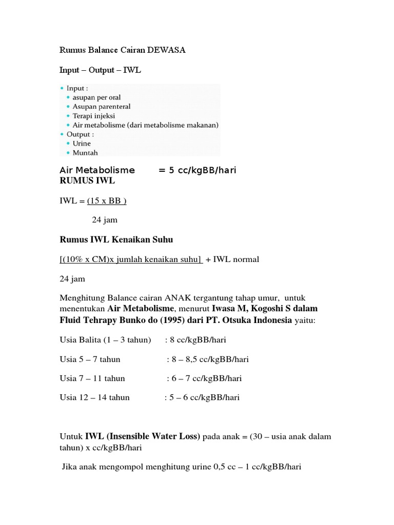 Rumus Balance Cairan DEWASA | PDF | Kesehatan Holistik