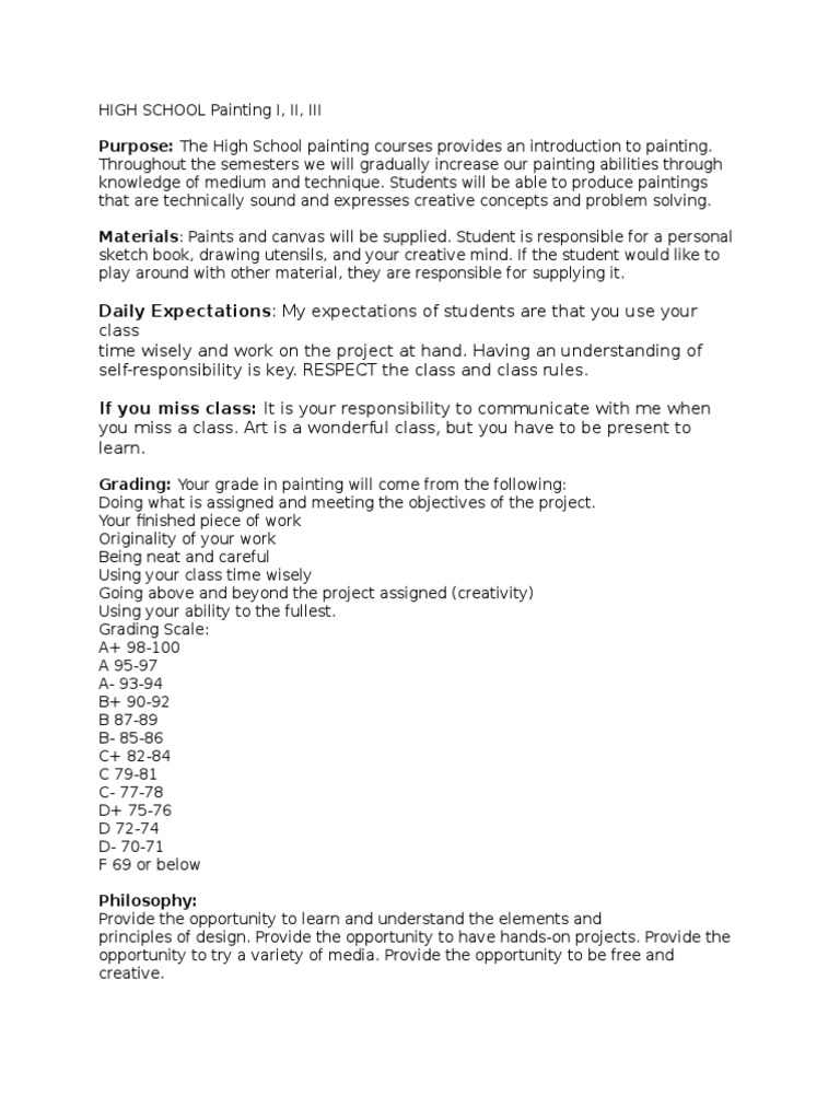 High School Painting Course Overview | PDF