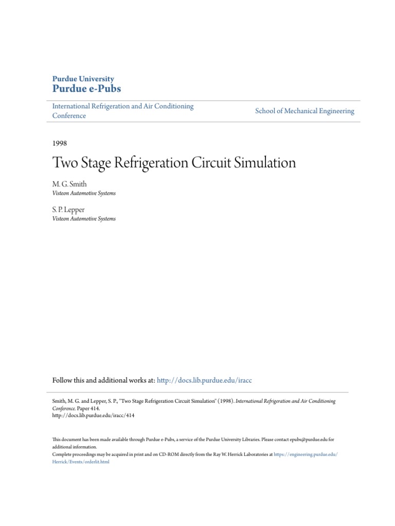 Two Stage Refrigeration Circuit Simulation | PDF