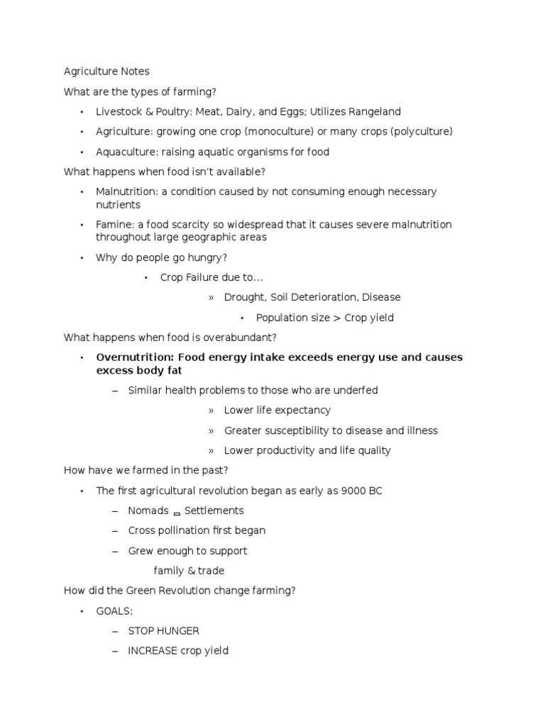Agriculture Notes | PDF | Green Revolution | Agriculture