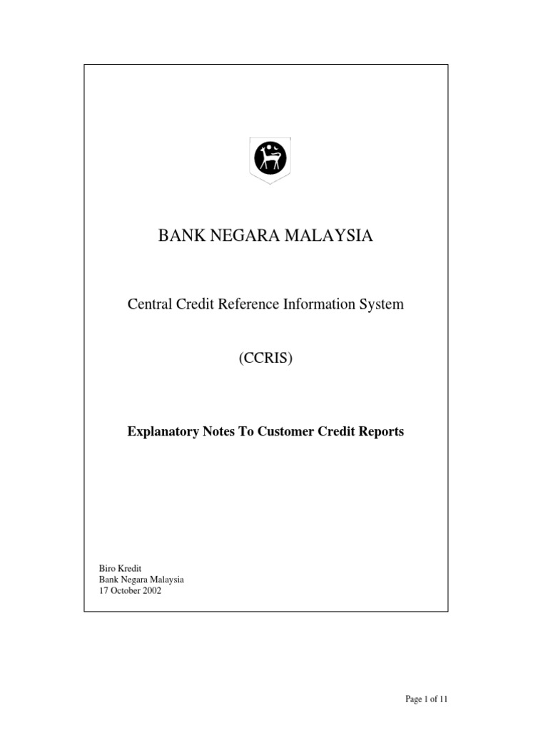 Ccris BNM Booklet | PDF | Credit (Finance) | Sole Proprietorship