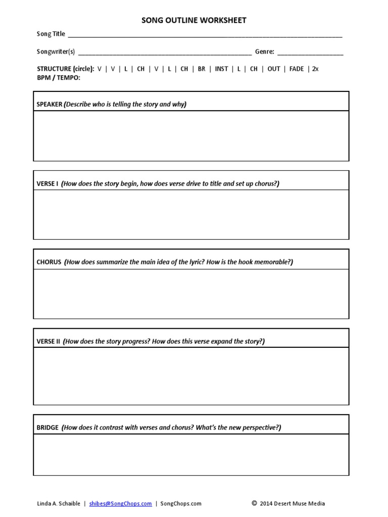 Free Song Worksheet Outline | PDF
