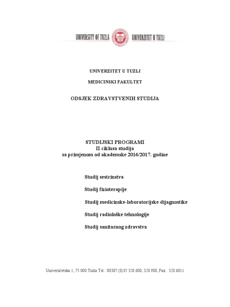 II Ciklus Studija Ozs Studijski Program 2016 | PDF