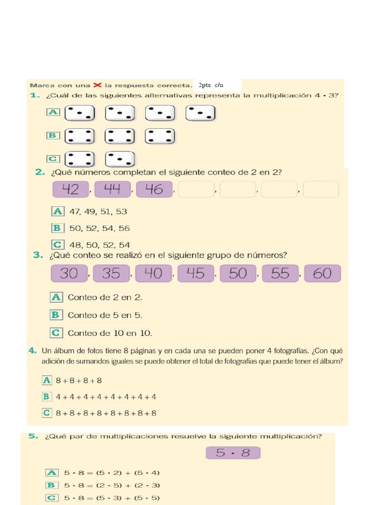 Prueba de Multiplicación | PDF