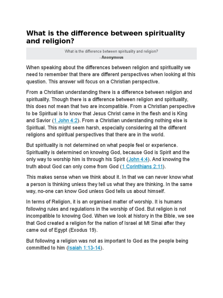 What is the Difference Between Spirituality and Religion | Spirituality ...