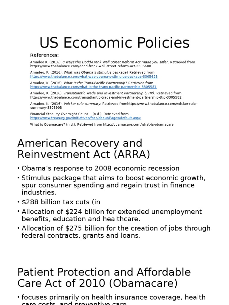 US Economic Policies | PDF | Dodd–Frank Wall Street Reform And Consumer ...