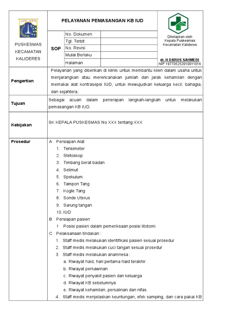 Sop PSG KB Iud | PDF