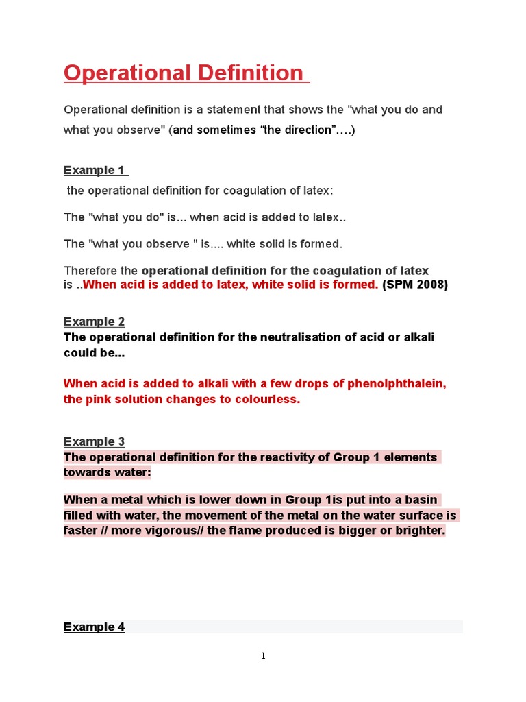 Operational Definition: Example 1 | PDF | Sodium Hydroxide | Sets Of ...