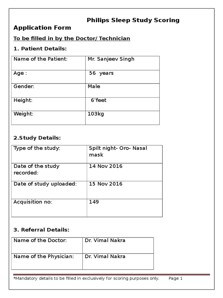 Sleep Study Scoring Form | PDF | Self-Improvement