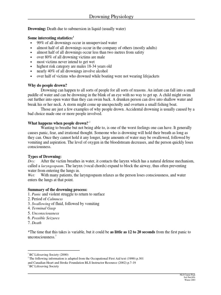 An Analysis of Drowning Physiology, Types of Drowning Incidents, and ...