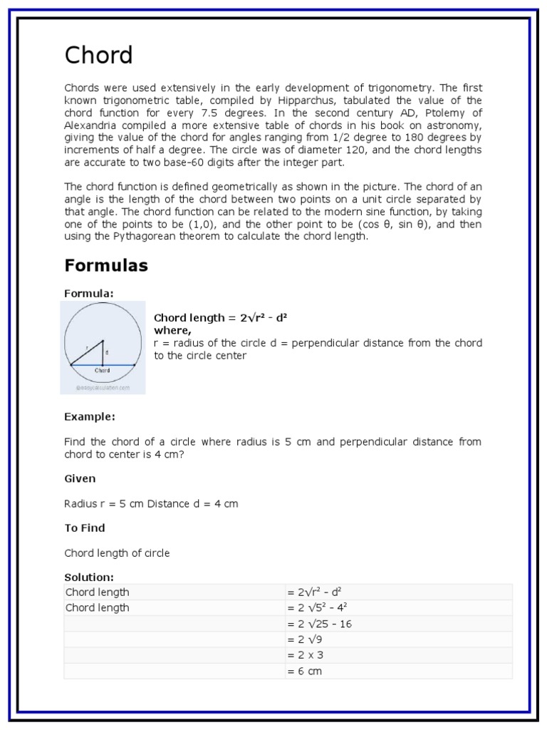 Chord, Arcs, Central Angels, Tangents and Secants | PDF | Angle | Circle