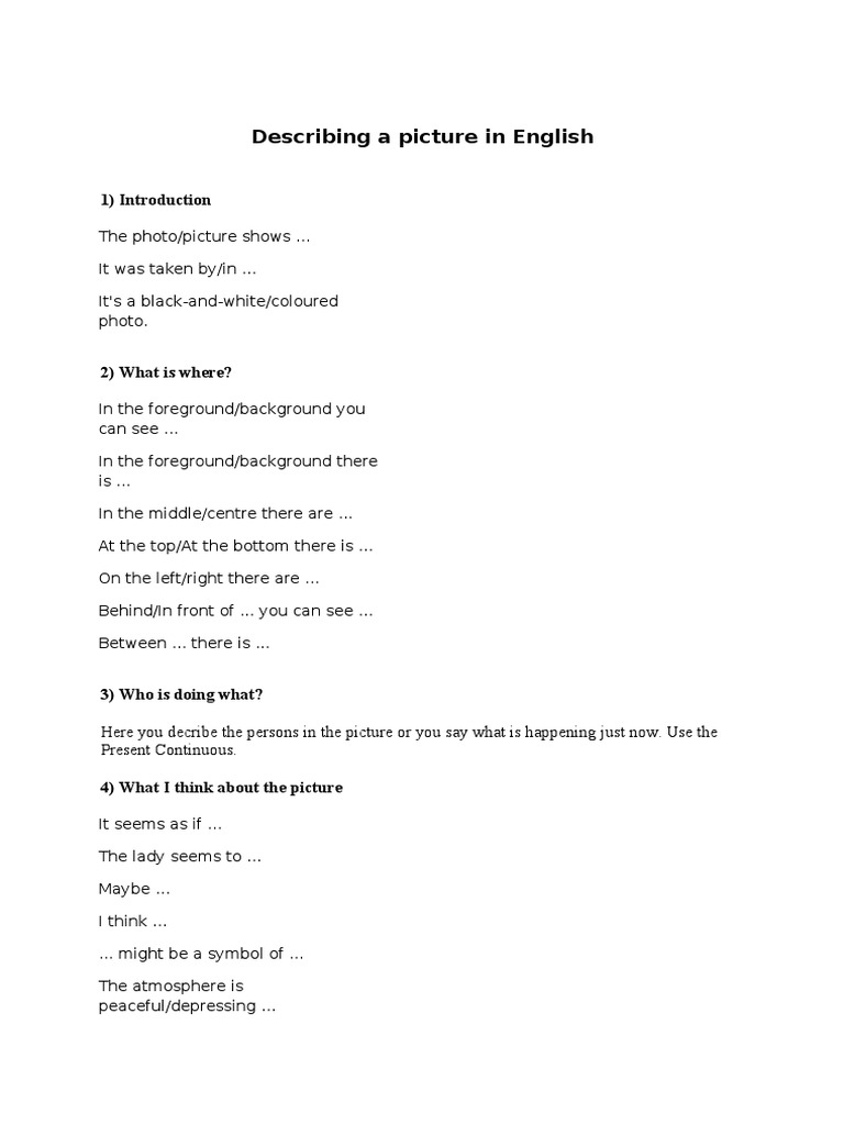 Picture Description Guide | PDF