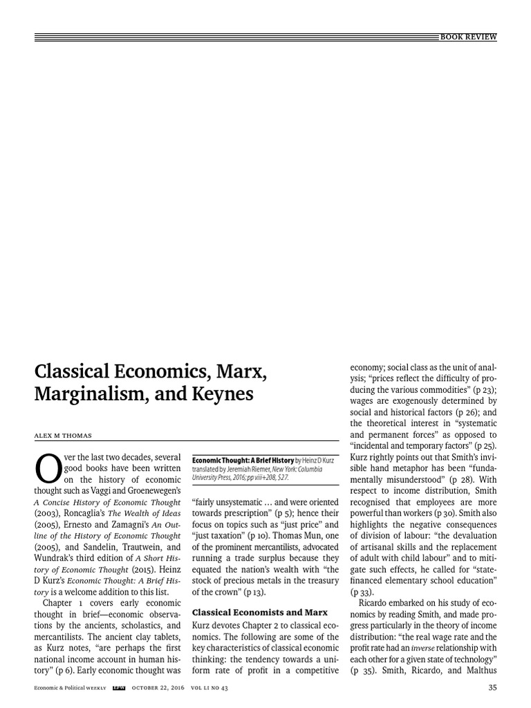 Classical Economics, Marx, Marginalism, and Keynes 0 | PDF | Economic ...