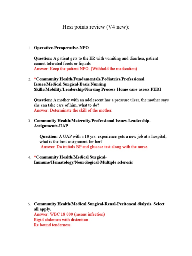 Hesi v4 Sample 2015 | PDF