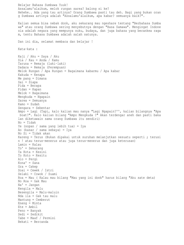 Bahasa Sumbawa | PDF