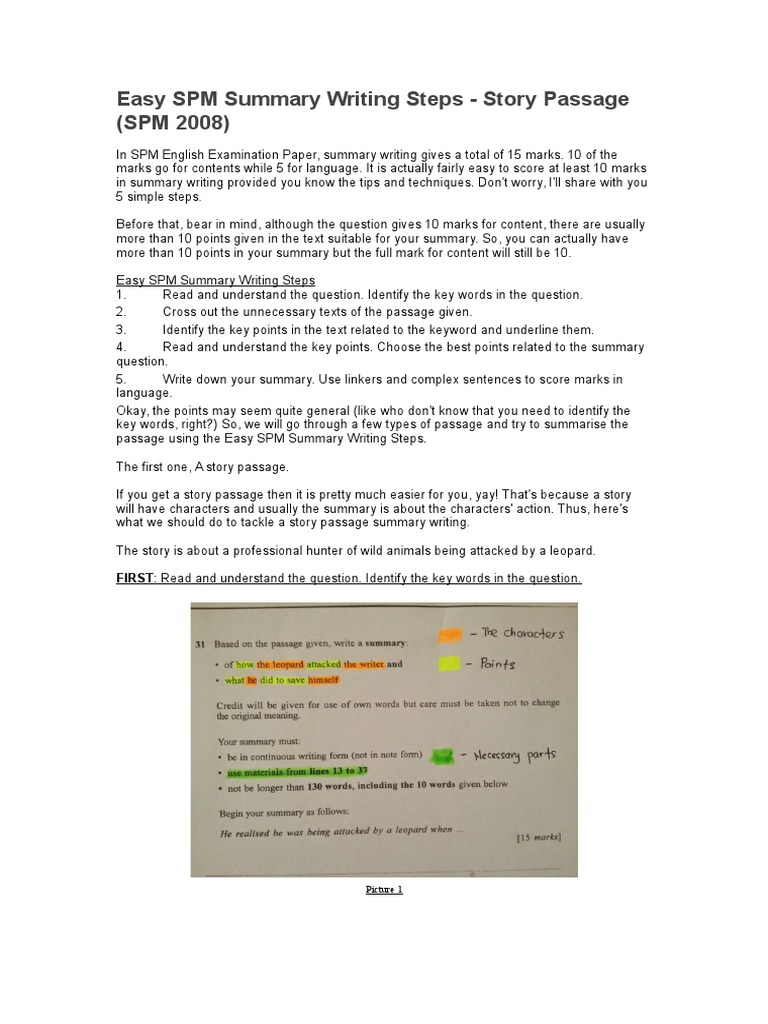 Summary Writing Example