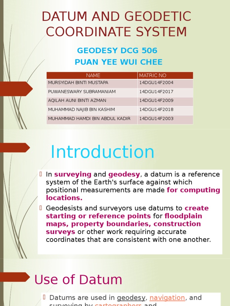 Datum and Geodetic Coordinate System | PDF | Geographical Technology ...