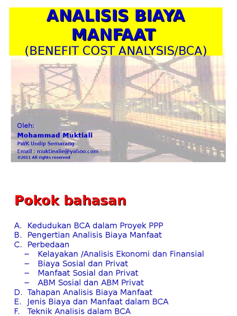 Analisis Biaya Manfaat (Bca) | PDF