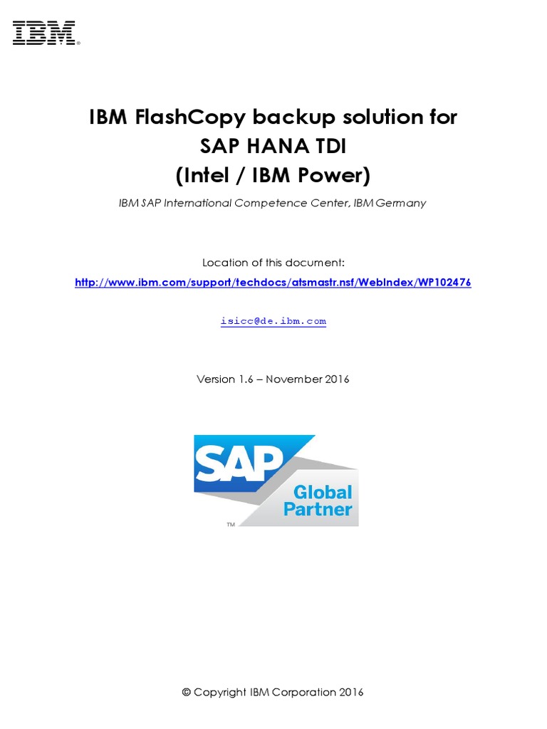 IBM FlashCopy Backup Solution For SAP HANA TDI 1.6 | PDF | Sap Se | Backup