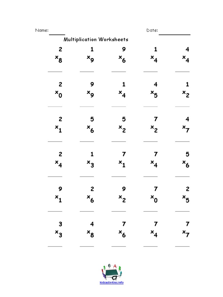 X X X X X: Multiplication Worksheets | PDF