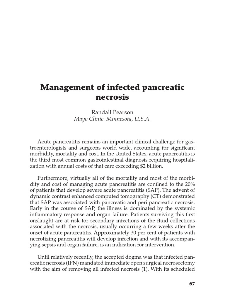 Management of Infected Pancreatic Necrosis 65 | PDF | Surgery ...