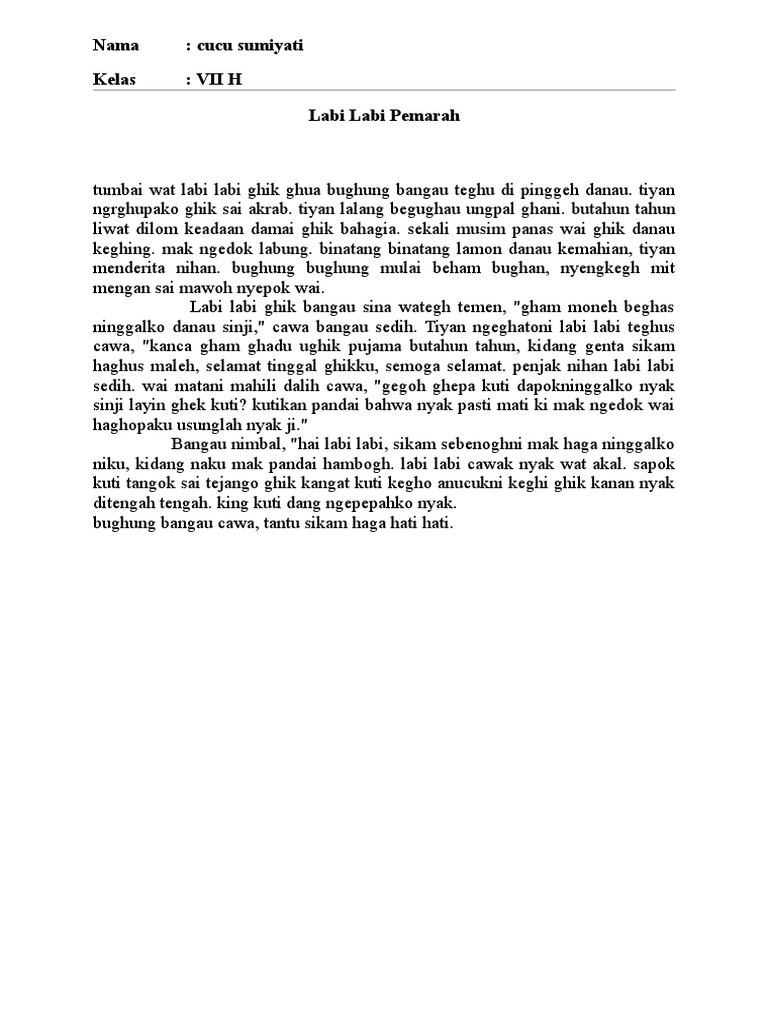 Bahasa Lampung - Fabel Dalam Bahasa Lampung | PDF