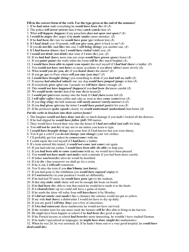 Conditionals Exercises Answers | PDF