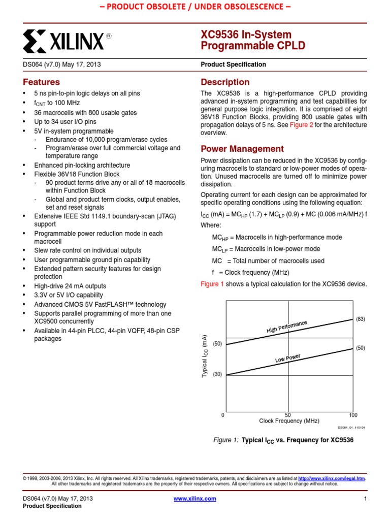 XC9536 PDF | PDF | Integrated Circuit | Electronic Engineering