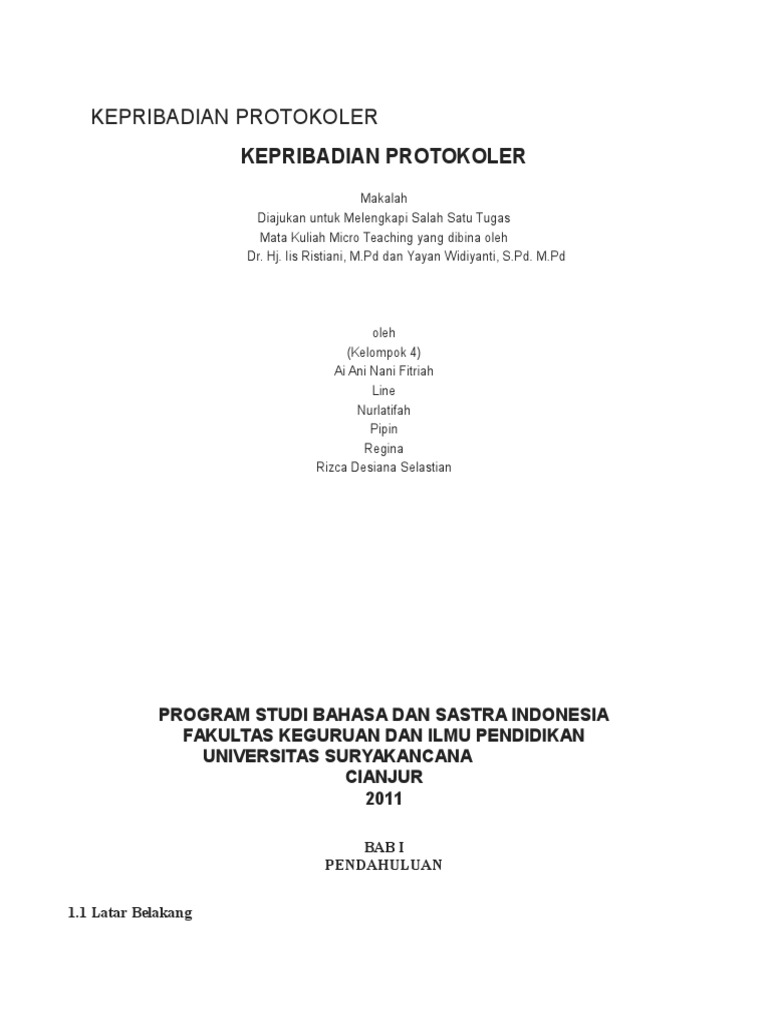 Kepribadian Protokoler | PDF | Karier & Perkembangan | Seni & Disiplin Bahasa