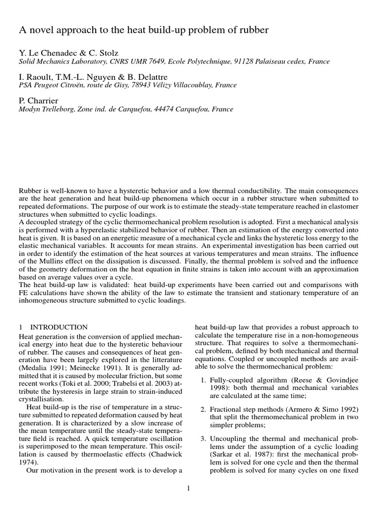 A Novel Approach To The Heat Build-Up Problem of Rubber | PDF ...