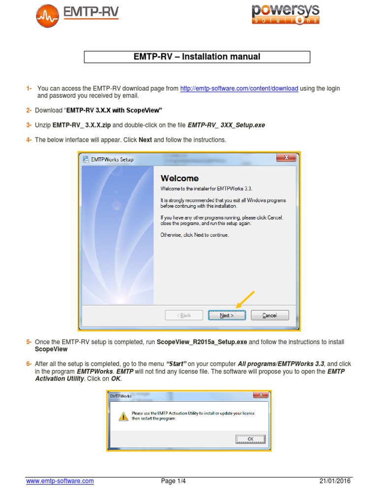 EMTP-RV NodeLocked Installation Manual | PDF | Installation (Computer ...