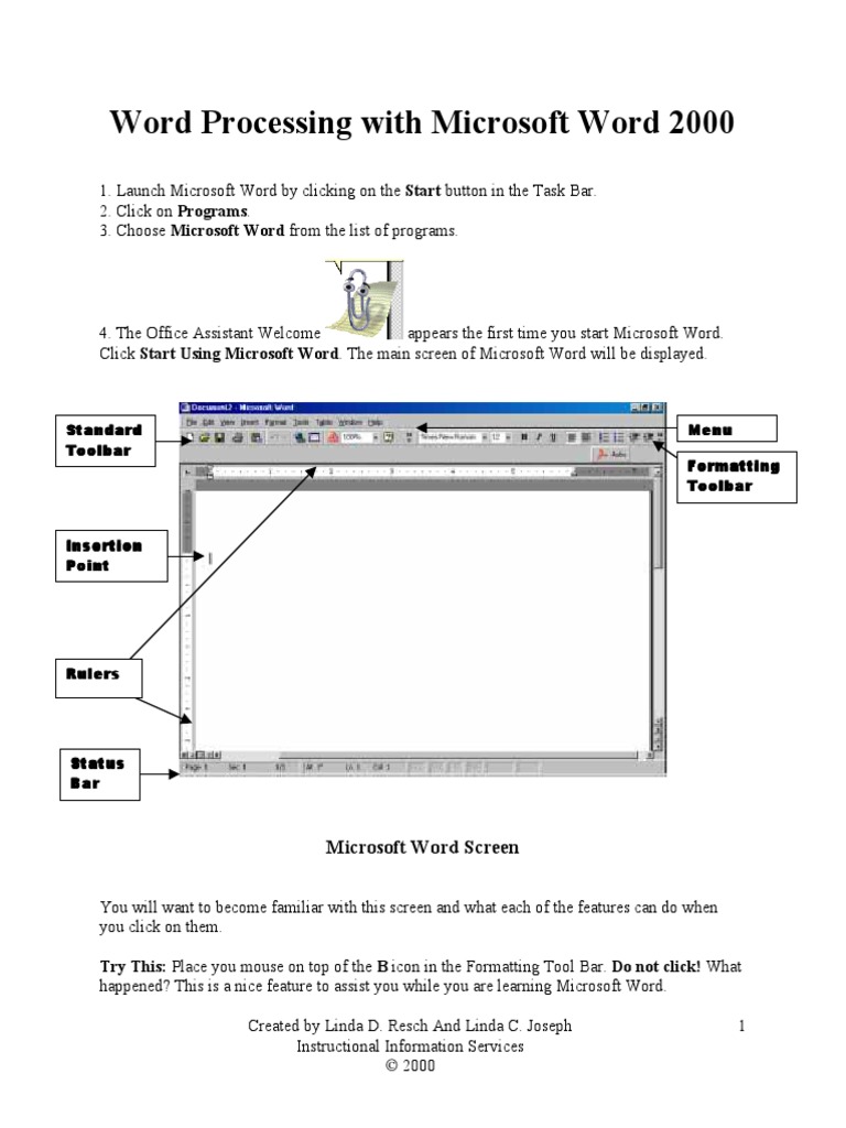 An Introduction to Word Processing with Microsoft Word 2000: A Step-by ...