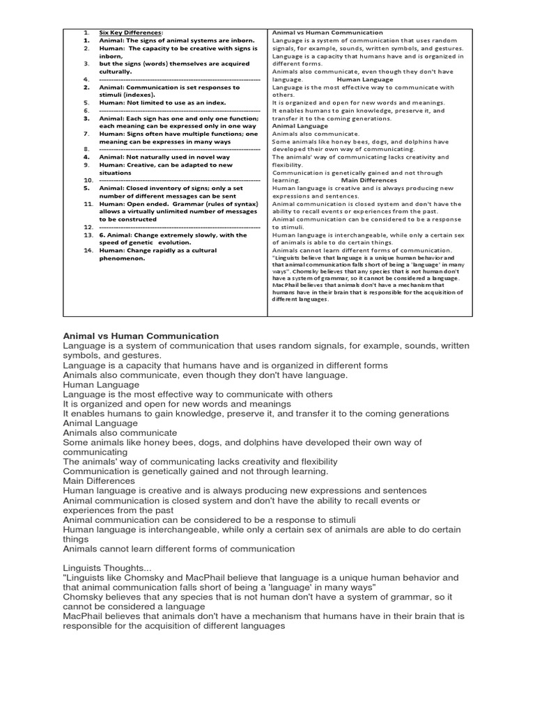Six Key Differences | PDF | Language Acquisition | Communication