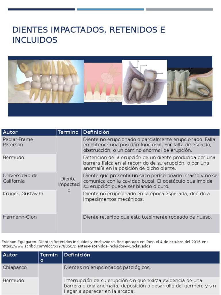 Dientes Impactados, Retenidos e Incluidos | PDF | Diente humano | Cara